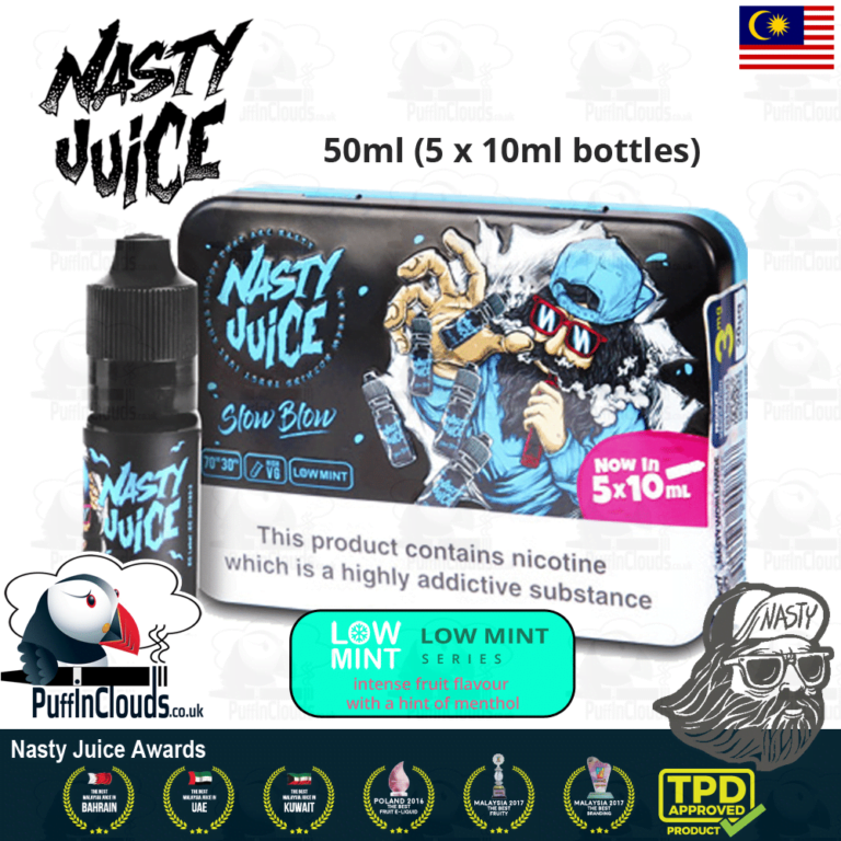 Nasty Juice Slow Blow E-Liquid (5 Pack Tin) | Puffin Clouds UK