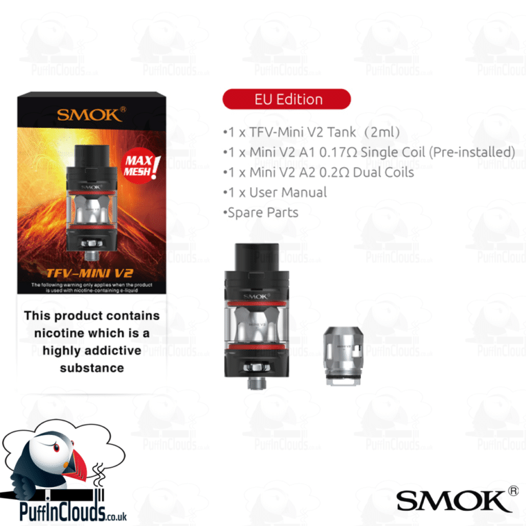 SMOK TFV-Mini V2 Tank (TFV8 Baby V2) UK Edition - Puffin Clouds Ltd